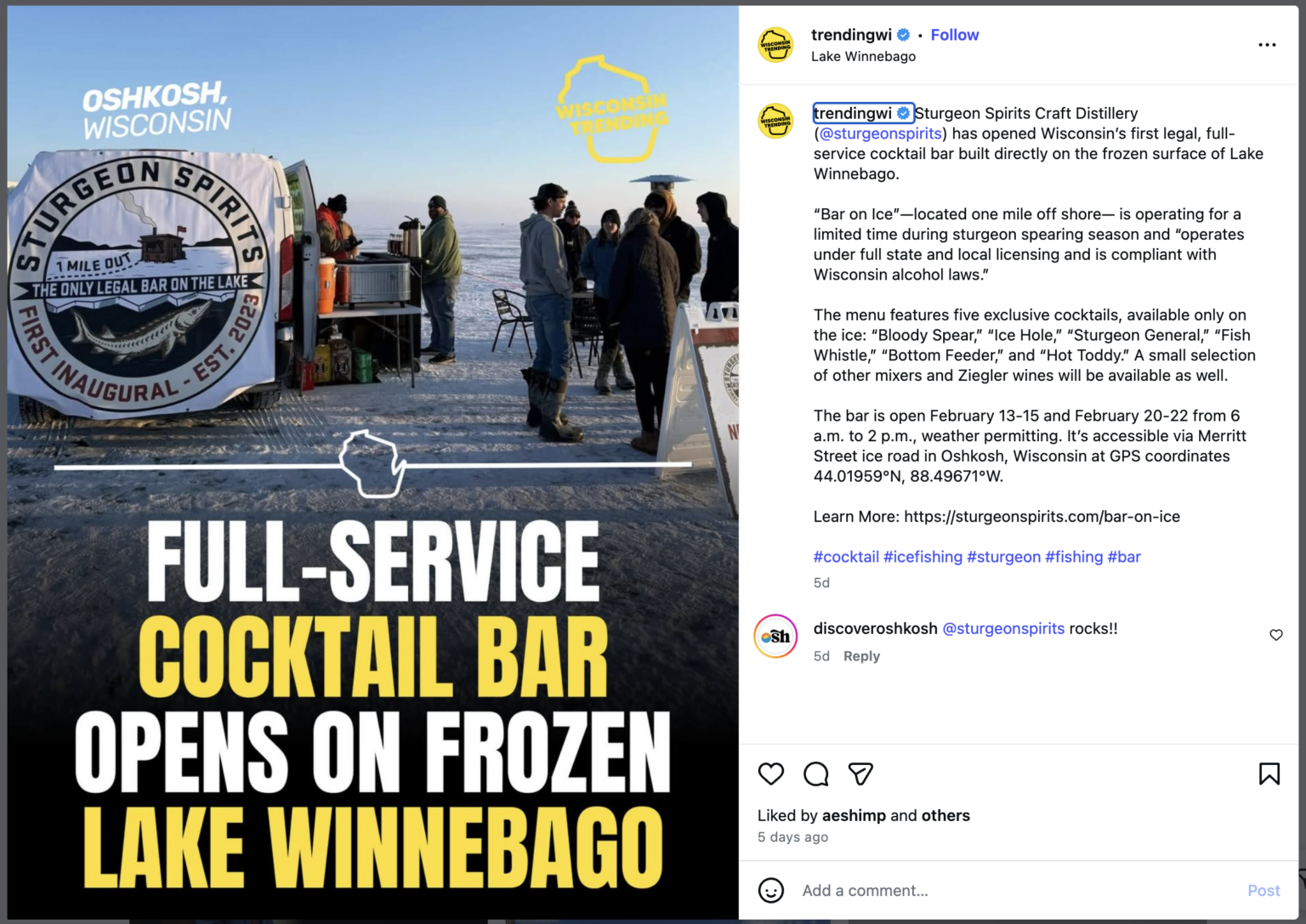 Wisconsin Gone Wild: Lake Winnebago Opened Their First Legal Bar on the ...
